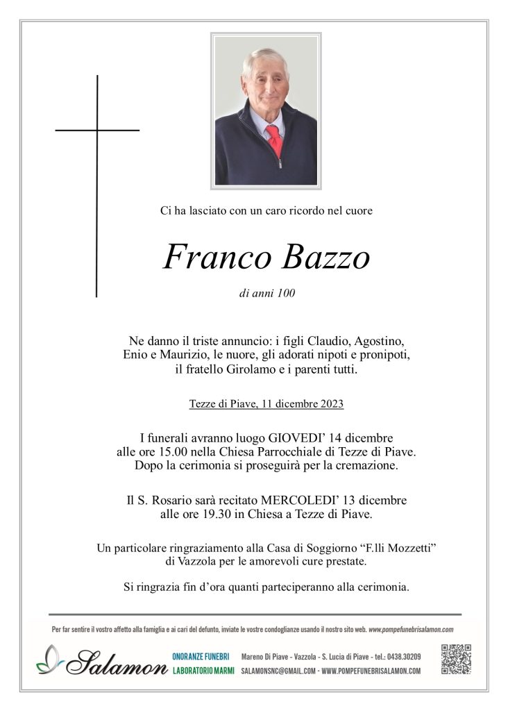 Bazzo Franco - Onoranze Funebri Salamon