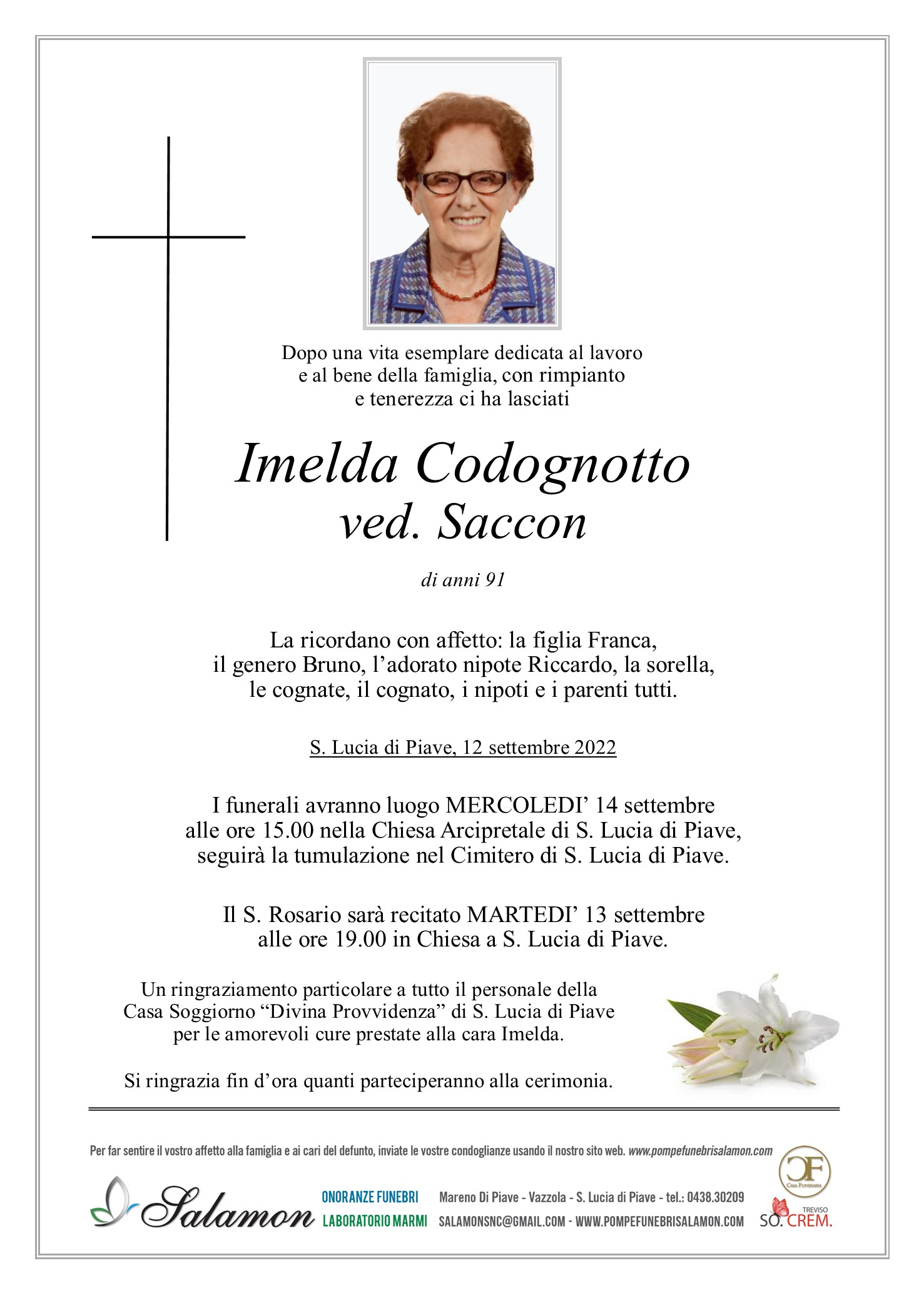 Codognotto Imelda - Onoranze Funebri Salamon