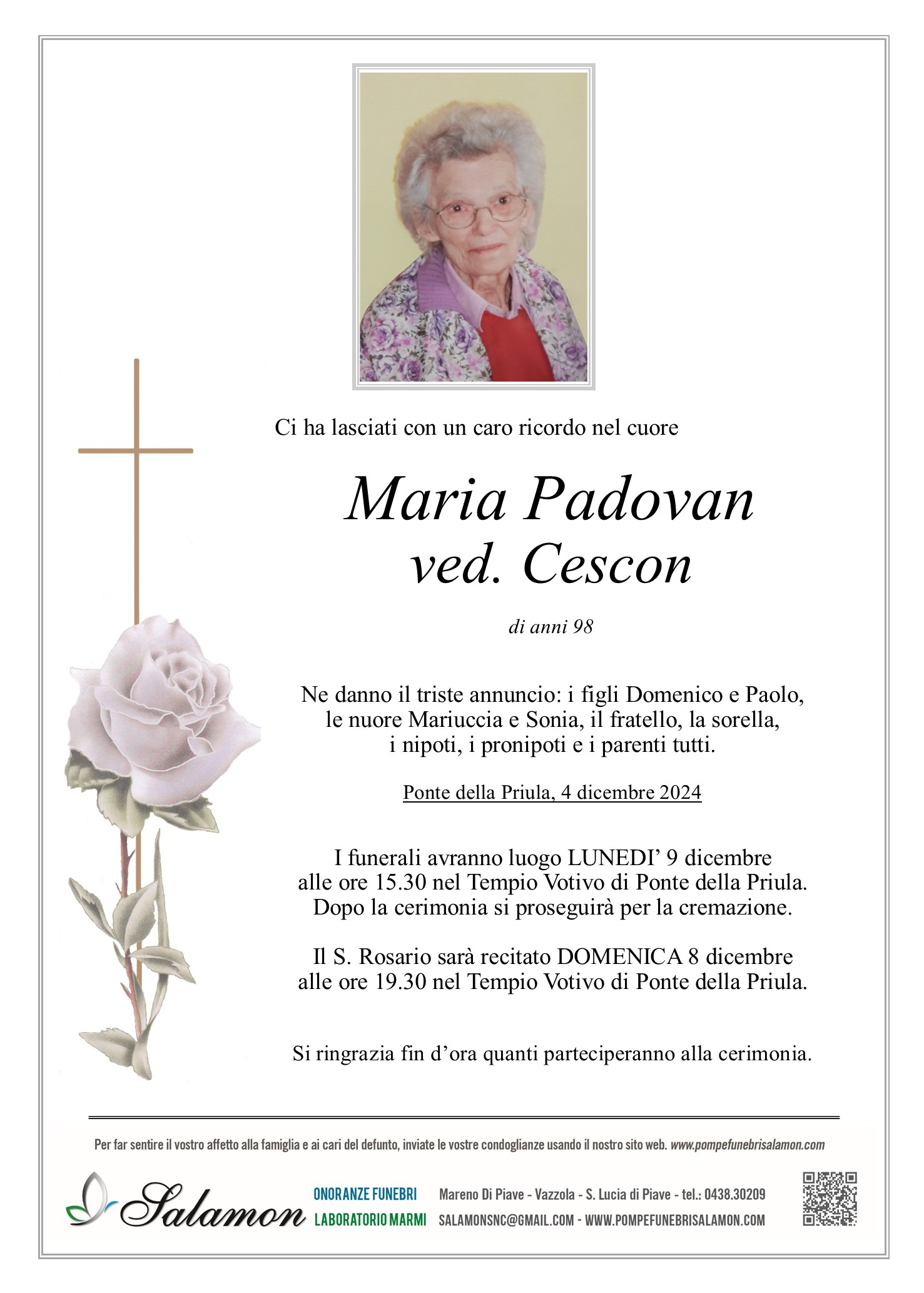 Padovan Maria - Onoranze Funebri Salamon