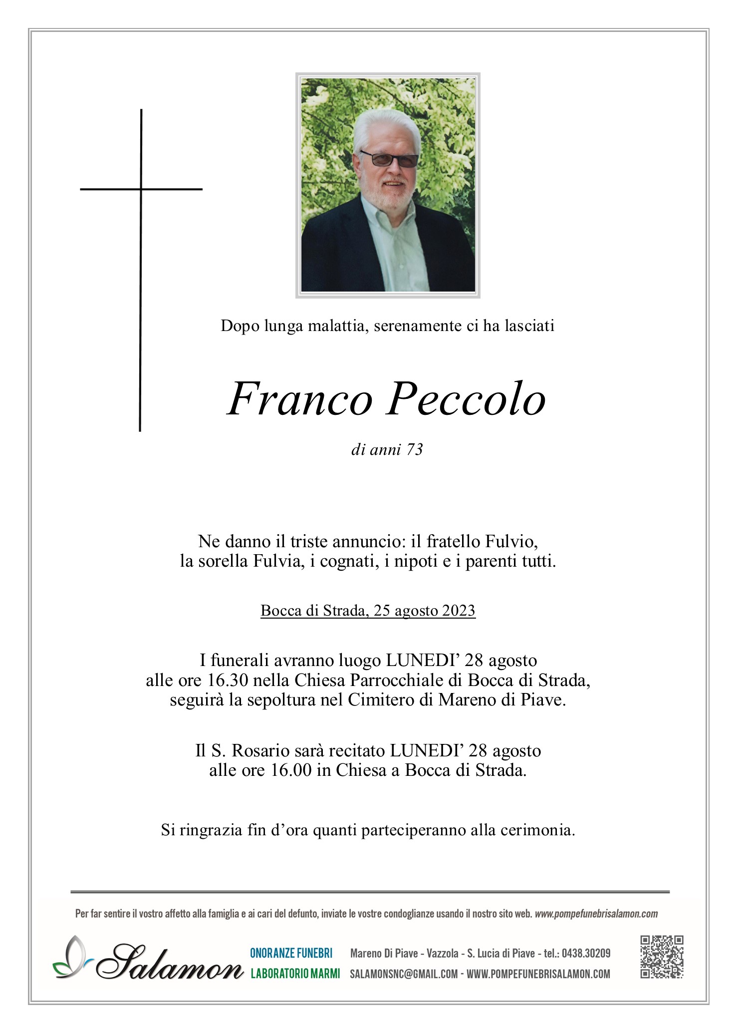 Peccolo Franco - Onoranze Funebri Salamon