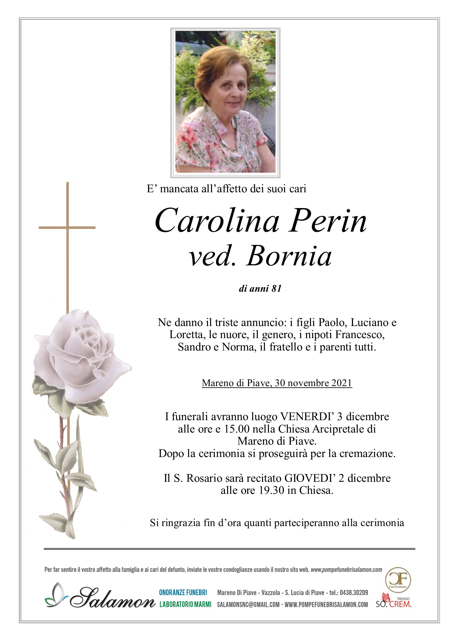Perin Carolina - Onoranze Funebri Salamon