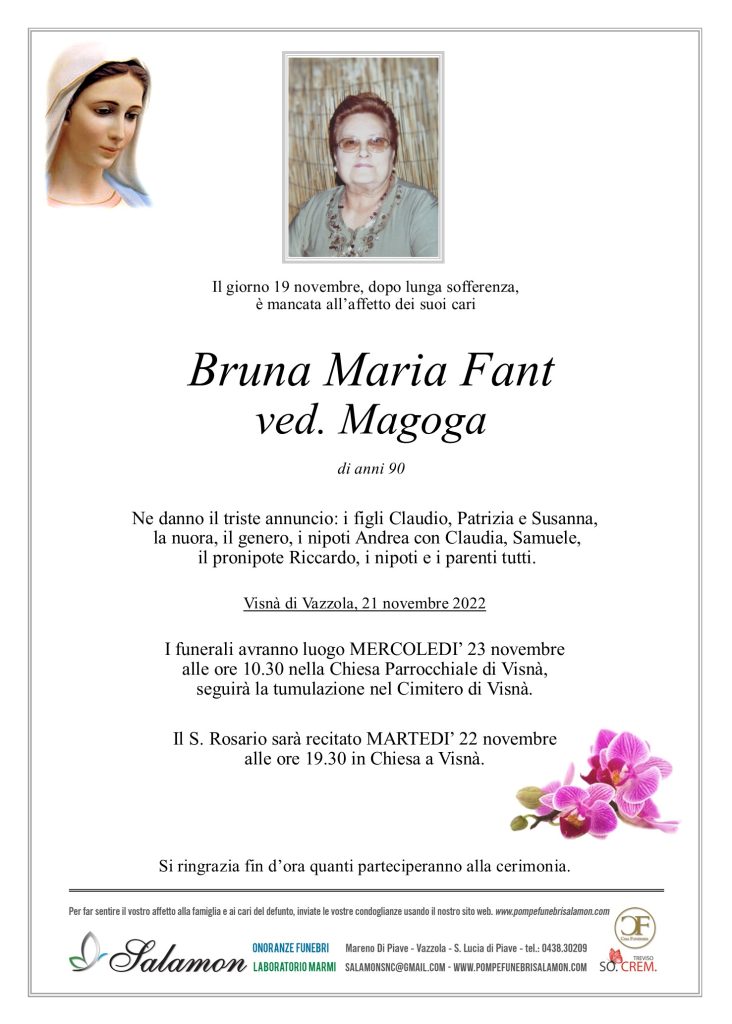 Fant Bruna Maria - Onoranze Funebri Salamon