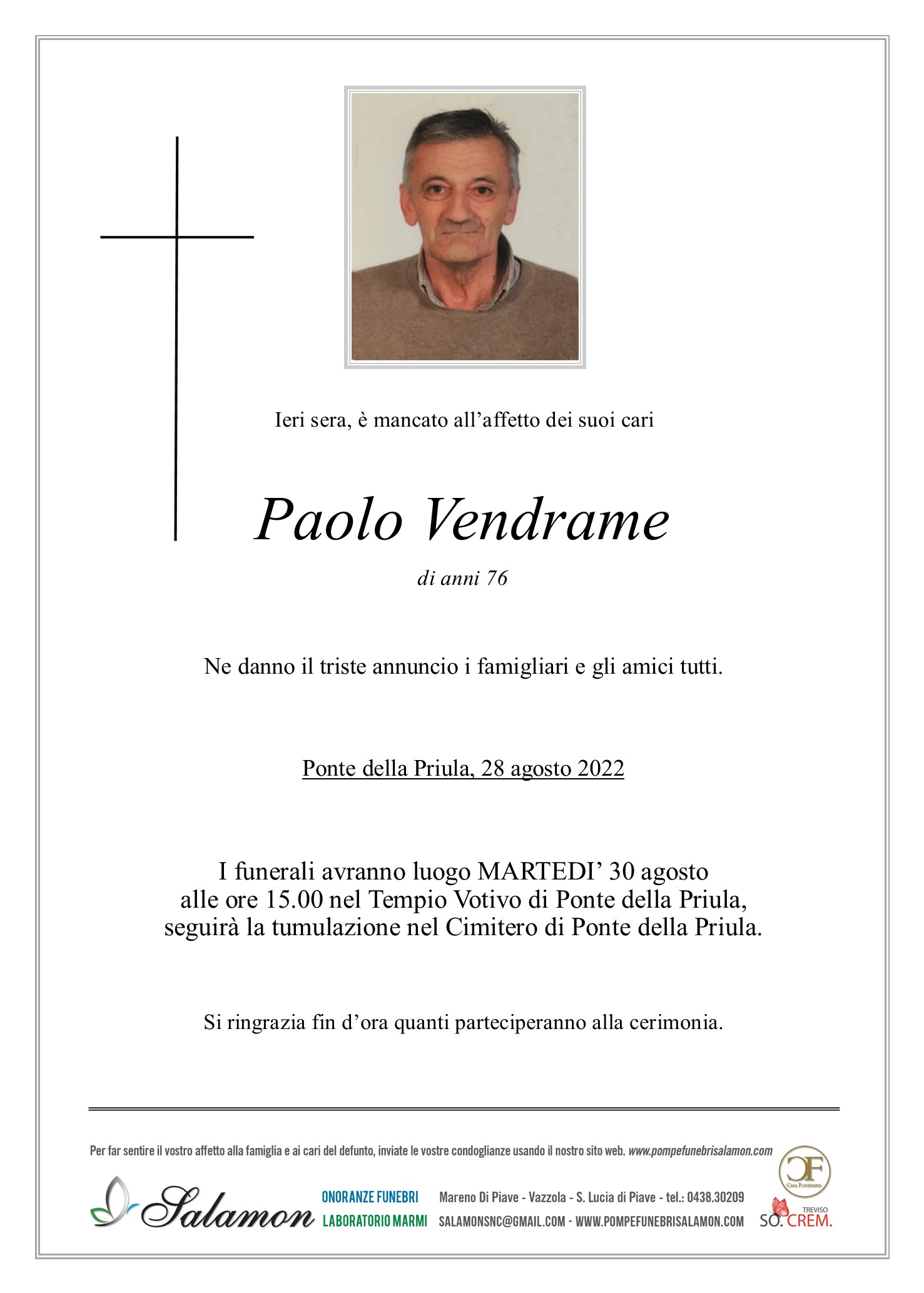 Vendrame Paolo - Onoranze Funebri Salamon